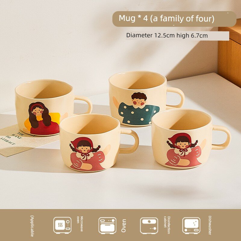 Набор из трех или четырех чашек, детские кружки для дома, керамические кружки для родителей и детей, набор для воды для