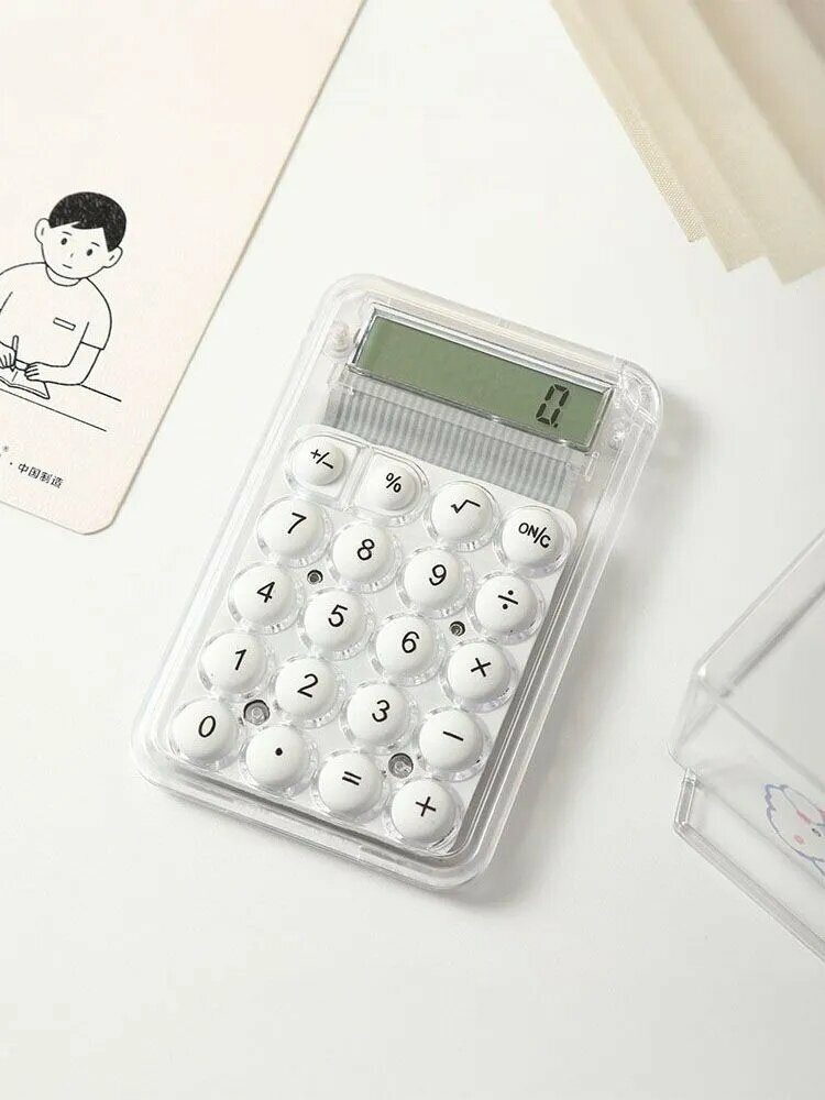 Мини-калькулятор, 8-разрядный ЖК-дисплей, прозрачный портативный калькулятор для студентов