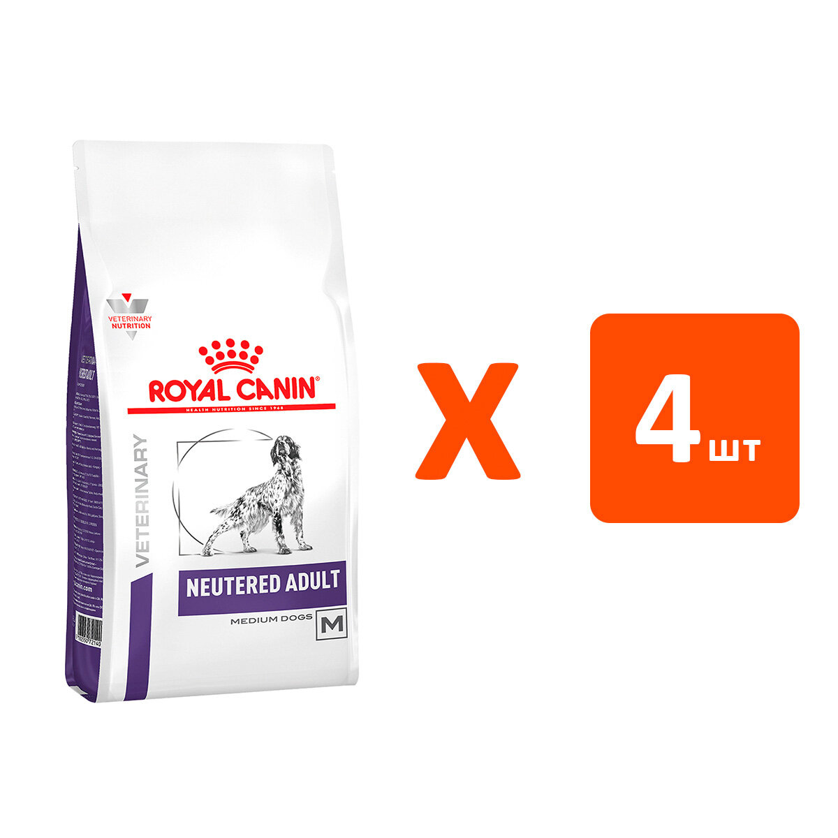 Корм сухой Royal Canin Neutered Adult Medium Dog M для взрослых кастрированных и стерилизованных собак средних пород, 3,5 кг x 4 шт