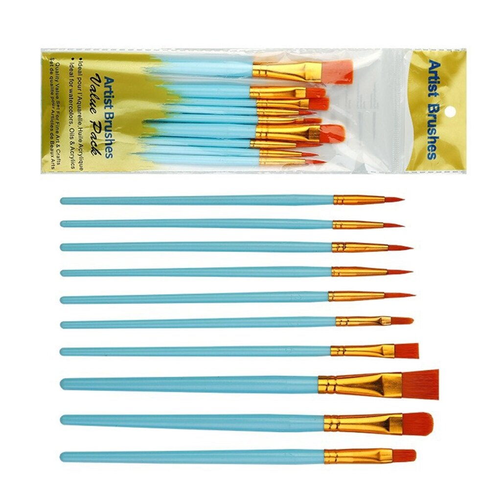 10 шт. Набор кистей нейлоновых Акварельно-акриловых Набор кистей для рисования и художественные принадлежности для детализации рисунка