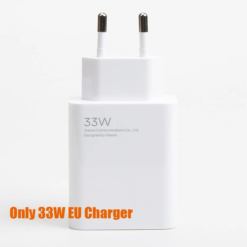 Оригинальное зарядное устройство Xiaomi 33 Вт, кабель Fast Turbo Charge 6A Type C для Mi 10T POCO X3 NFC X4 Redmi K30 K40 Note 9 10 11 Pro Only 33W EU Charger