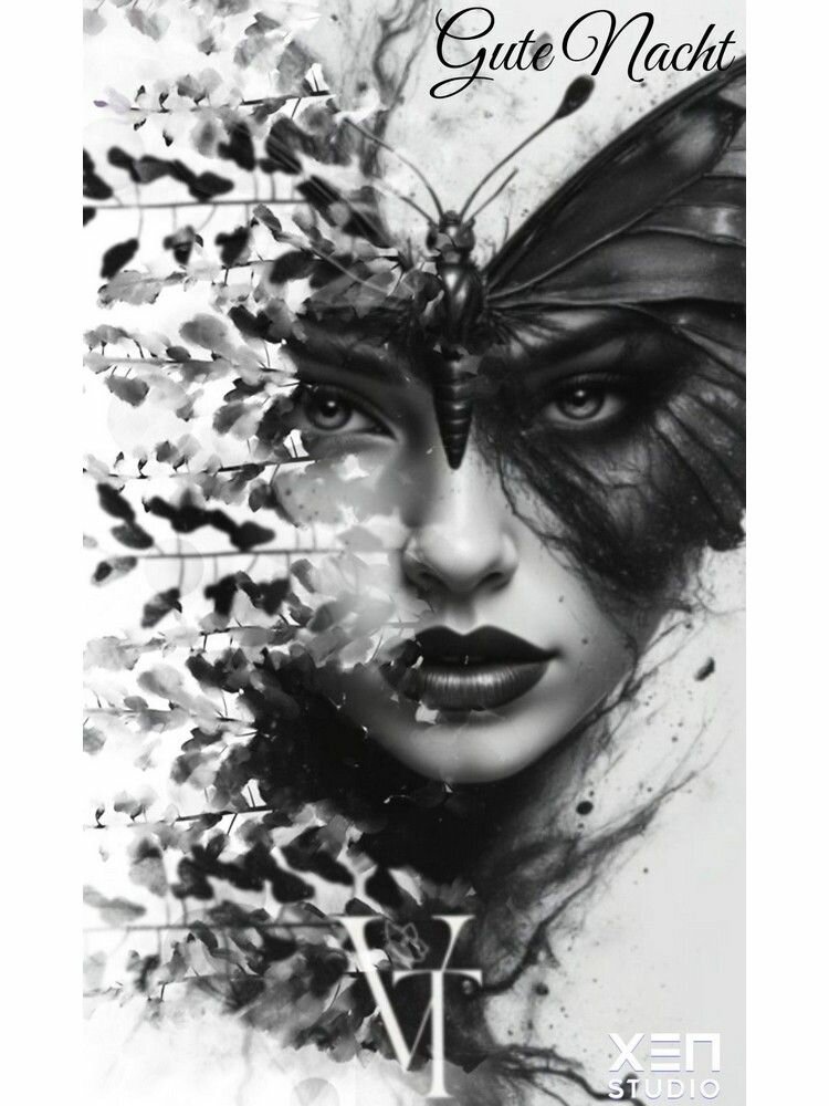 Алмазная картина "Черная бабочка" / Алмазная вышивка / Круглые стразы 40х50 см