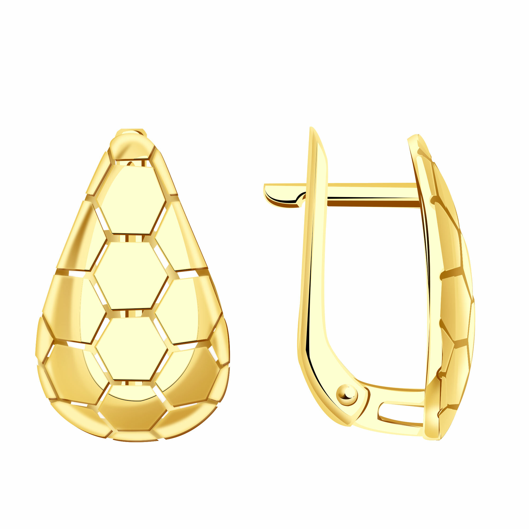 Серьги, желтое золото, 585 проба