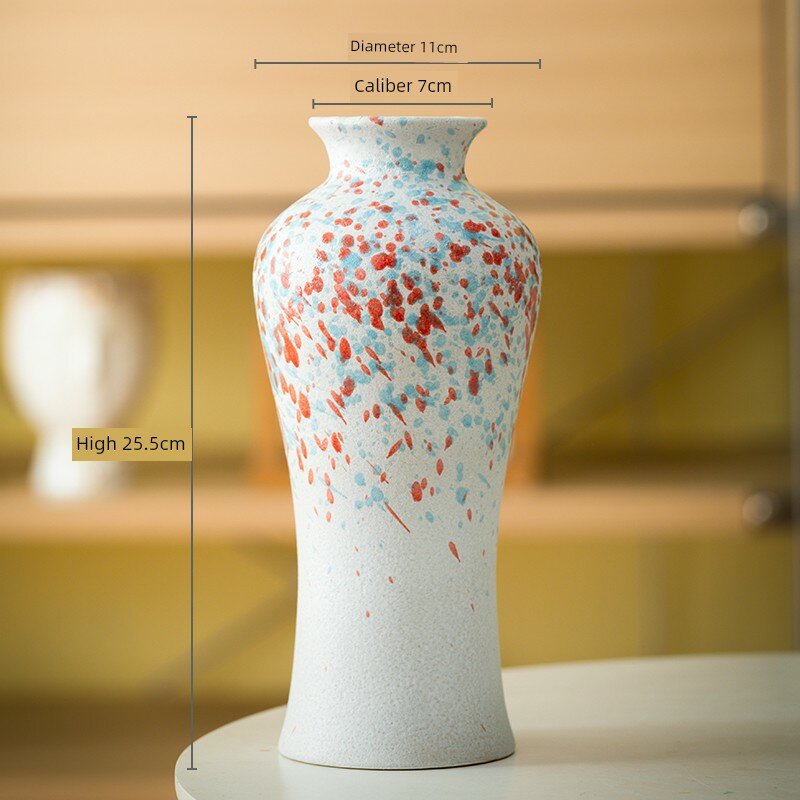 Простая керамическая ваза в стиле ретро для декора гостиной, для сухоцветов, настольное украшение, деревенская