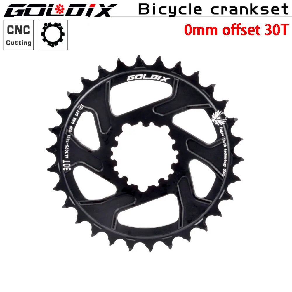 Велосипедная звездочка GOLDIX 30T, 0mm offset, черная