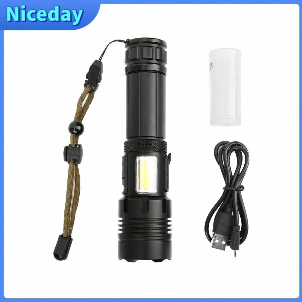 Фонарик XHP70 + COB с Красным и Белым Светом