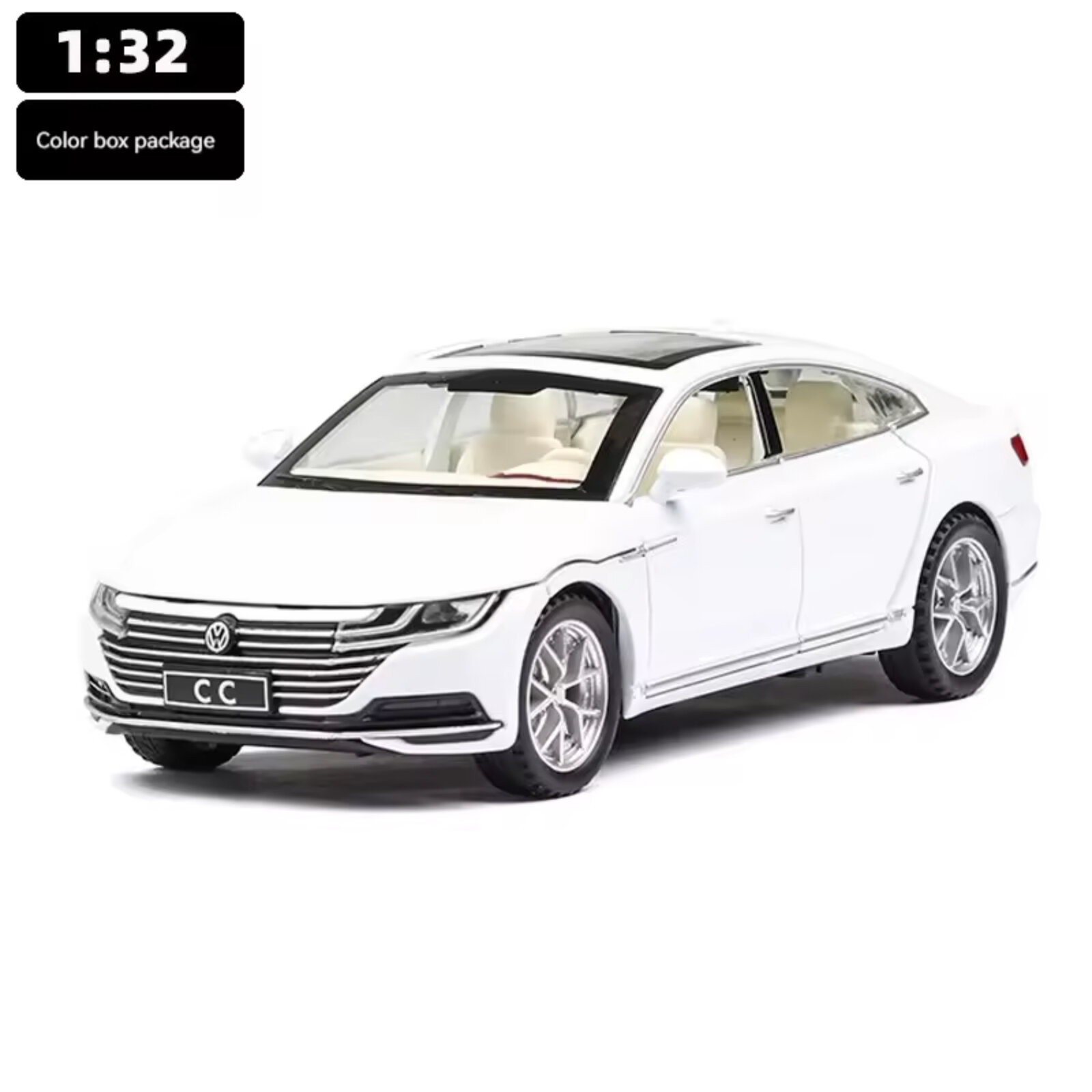 Модель автомобилей Volkswagen CC из цинка сплава 1:32, металлическая игрушка, коллекционная модель для взрослых, размер упаковки 20CM*9CM*9CM, вес 287г, материалы: цинковый сплав, пластик, электронные компоненты, подходит для детей от 6 лет, упаковка: