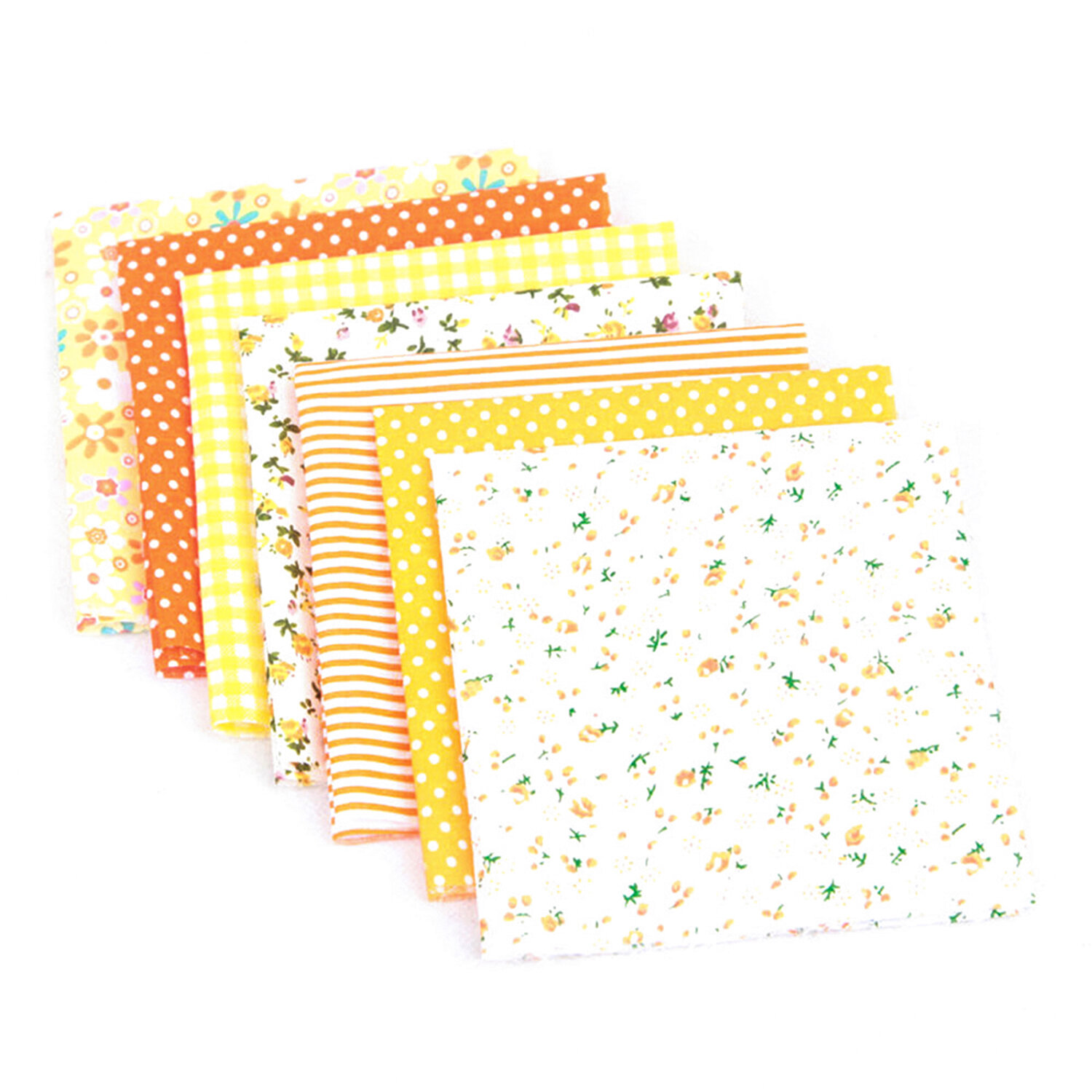 7Pcs/Set Ткань хлопковая для шитья и ковриковки с разными узорами и цветочными принтами, DIY, размеры 250x250mm и 500x500mm (доступно), цвета Красный, Желтый, Синий, Розовый, Фиолетовый, Кофейный, Тёмно-синий, Черный, Серый, Зеленый (доступно)