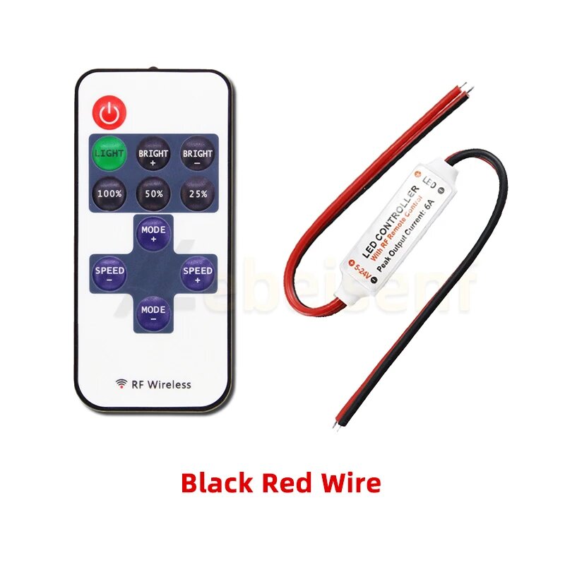 Новый мини-светодиодный контроллер постоянного тока 5-24 В, 6 А, 1 канал, одноцветный диммер с радиочастотным 11-клавишным пультом дистанционного управления для постоянного напряжения, ШИМ-лента