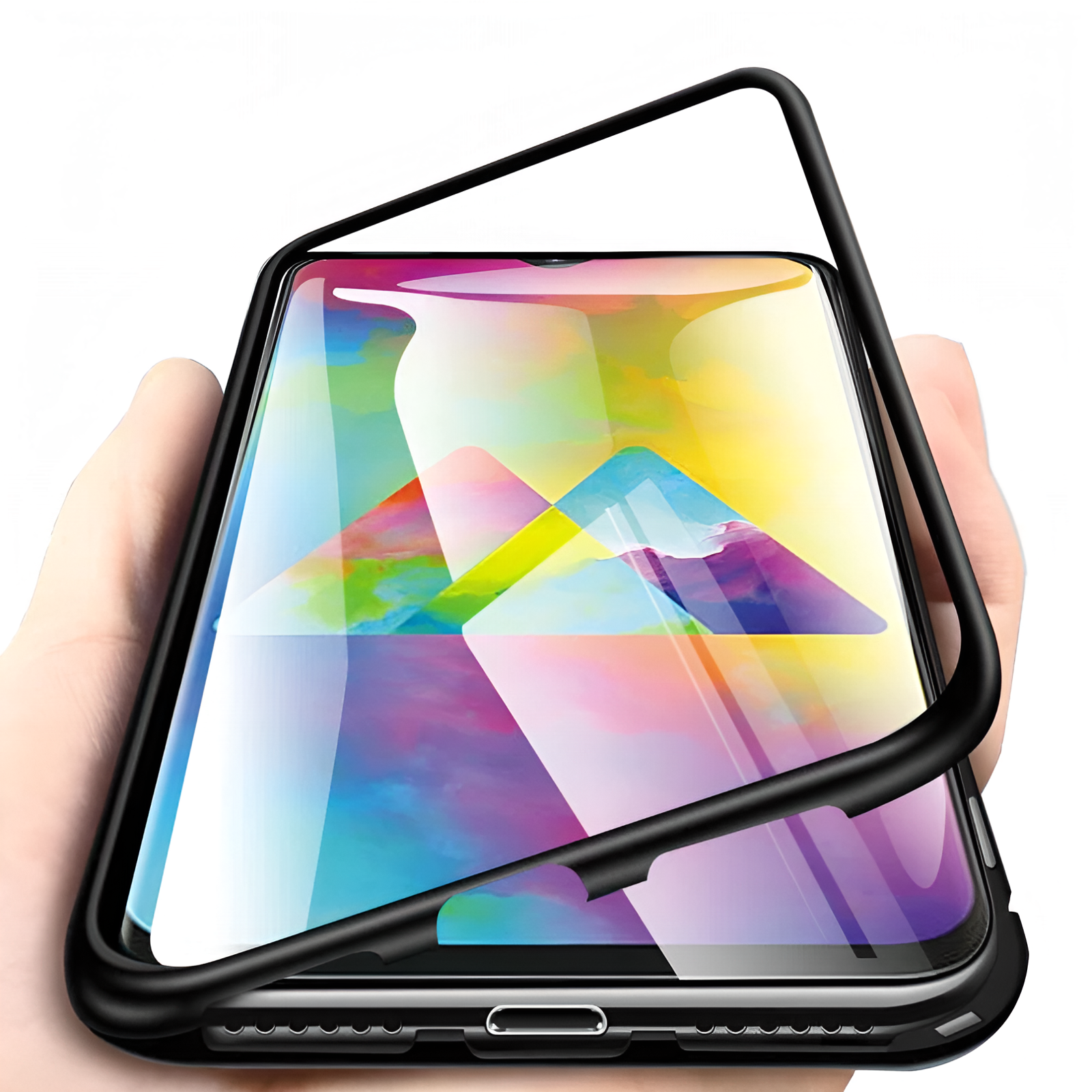 Чехол-бампер MyPads для Apple iPhone X (10) магнитный из закаленного стекла и металла с двухсторонней прозрачной крышкой металлический