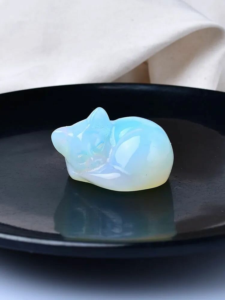 Статуэтка сонного кота из натурального камня "Опал" (1шт)