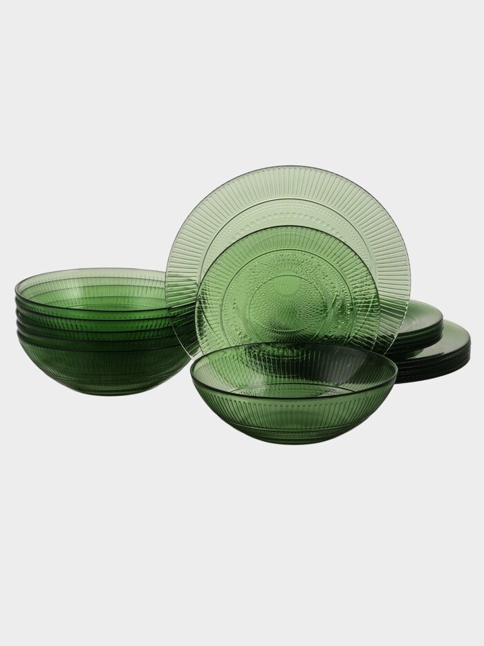 Сервиз столовый стеклянный Luminarc «Луиз», 18 предметов, цвет зелёный