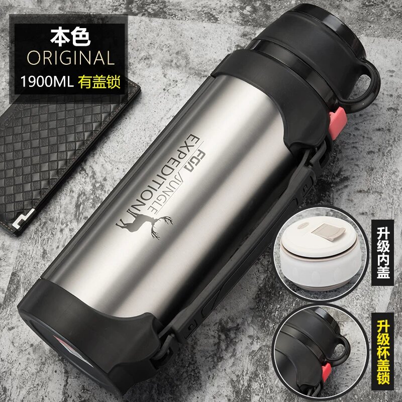 Натуральная термос-чашка Fuguang 1900 мл с нержавеющей стальной внутренней стенкой и стандартной крышкой