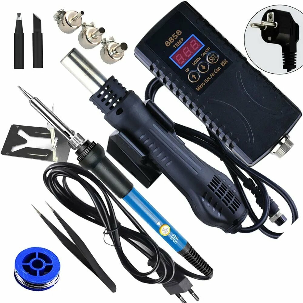 Паяльный фен 700 Вт, Керамический нагреватель, 13 предметов