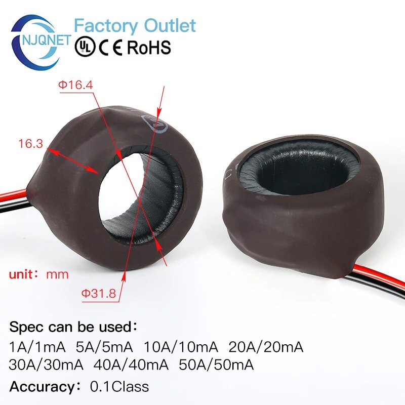 Миниатюрный трансформатор тока NJQNET QNCT30L 2000:1 QNCT31L 1000-1