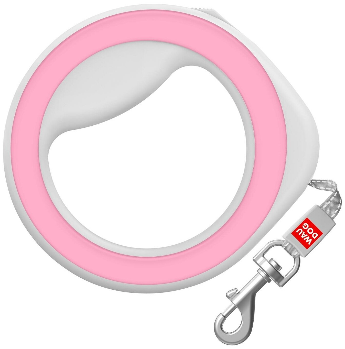 Поводок-рулетка для собак средних и крупных пород, WAUDOG, круглая розовая, размер XS-M, для собак до 40 кг, длина 2,9 м