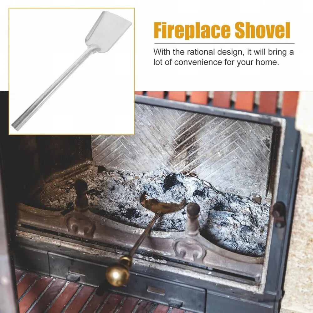 Совок для угля и золы из нержавеющей стали удобный и прочный инструмент для чистки камина, печи, гриля и мангала, функциональная лопатка для уборки золы и углей