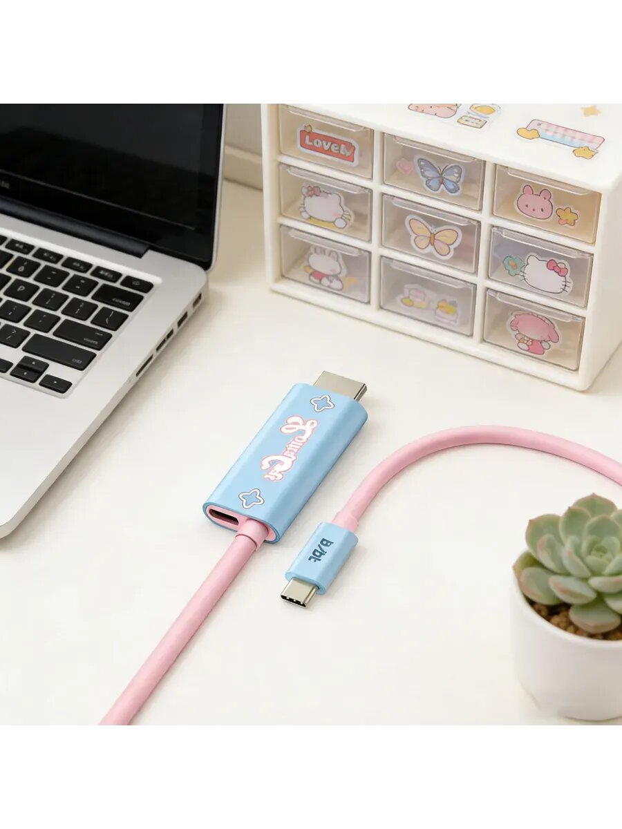 Кабель HDMI 4K/144Hz для Switch 2 OLED/ROG Ally (Роз/Синя)