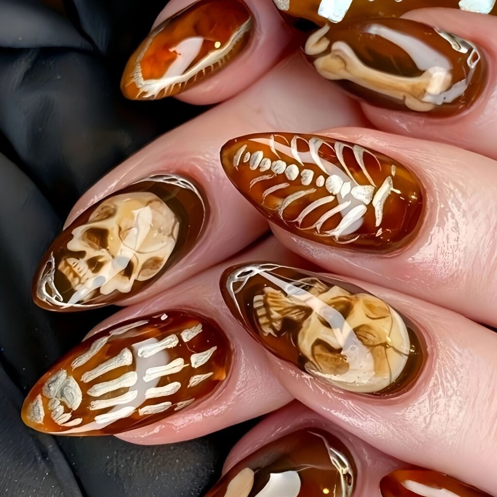 Панк череп накладные ногти на Хэллоуин готический легко применять АБС построить аксессуар 24шт костюм