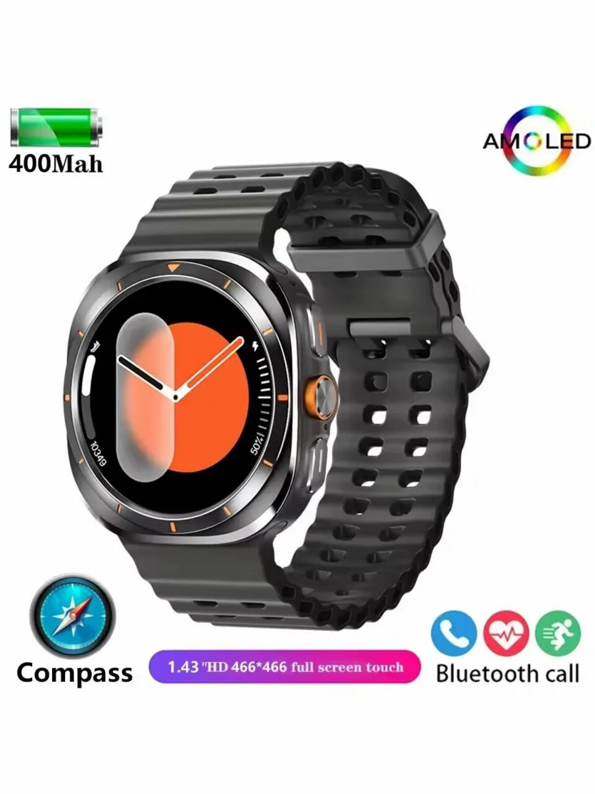 Smartwatch Watch 2025 Galaxy 7 Ultra, 44 мм, Bluetooth Звонок Оксиметрия Сердечный ритм Спортивное обнаружение