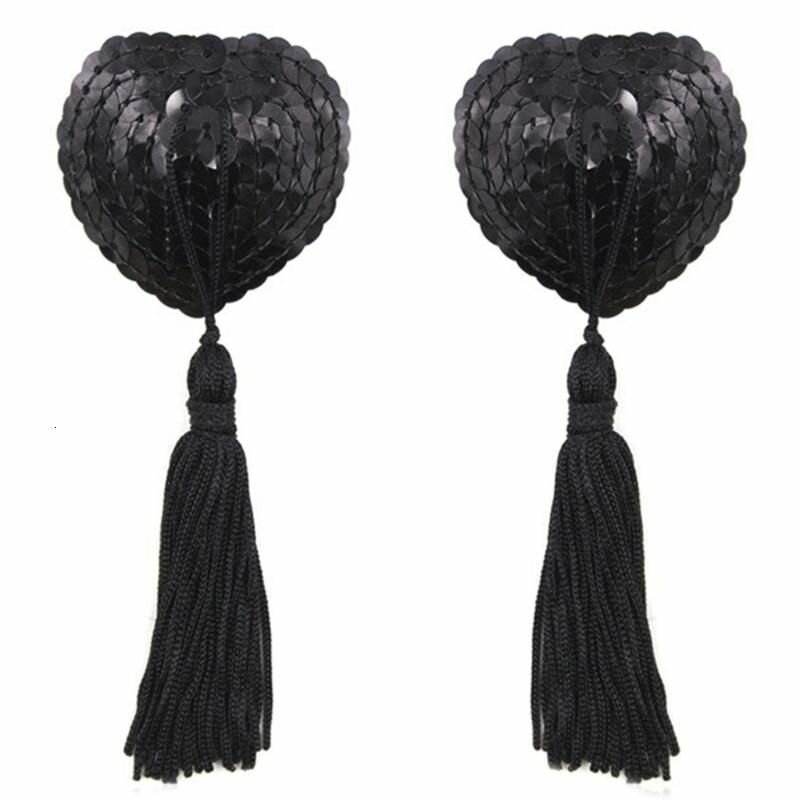 Блестящие накладки на грудь с кисточками, Блестки в форме сердца