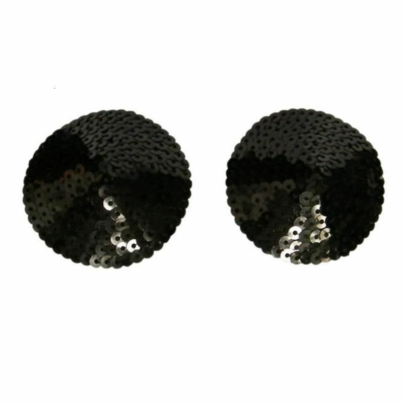 Блестящие накладки на соски с кисточками, круглый черный блесток