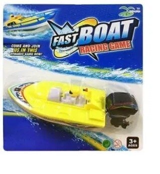 Катер на батарейках желто-белый с гонщиком 3012-3 с 3 лет