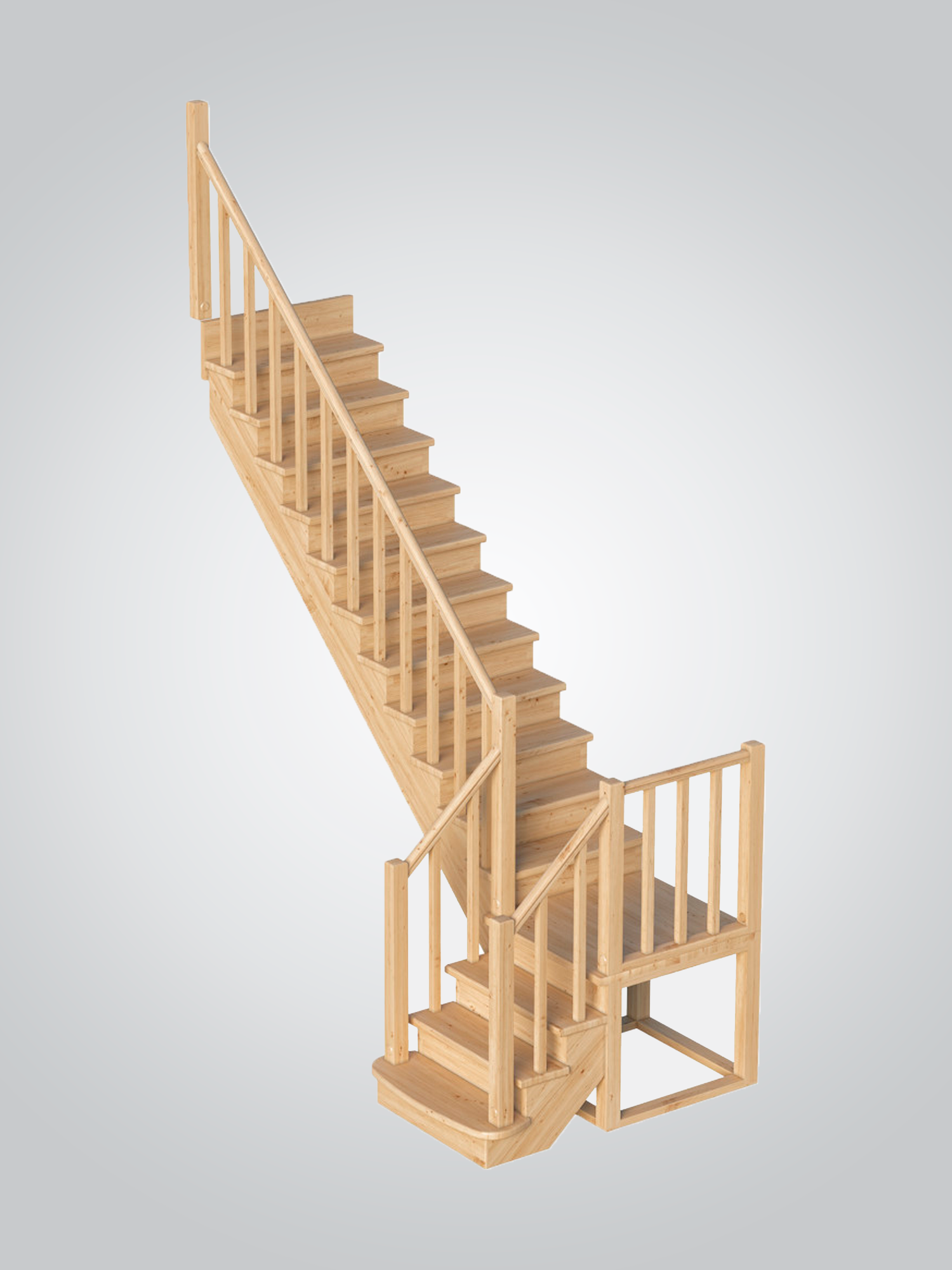 Лестница на второй этаж К-022м Левая с подступенками