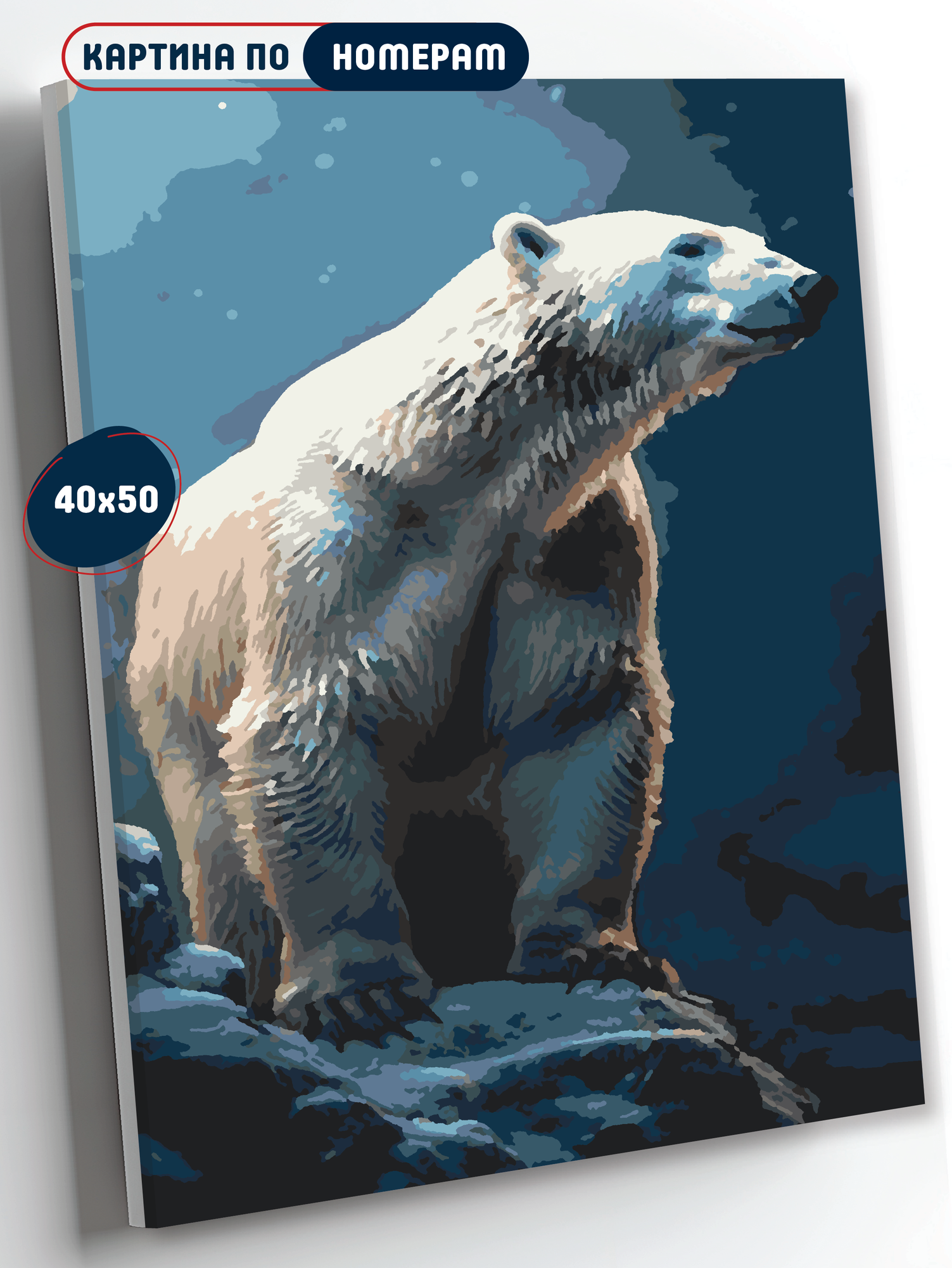 Картина по номерам "Медведь", Холст на подрамнике 40х50, набор для рисования, с животными