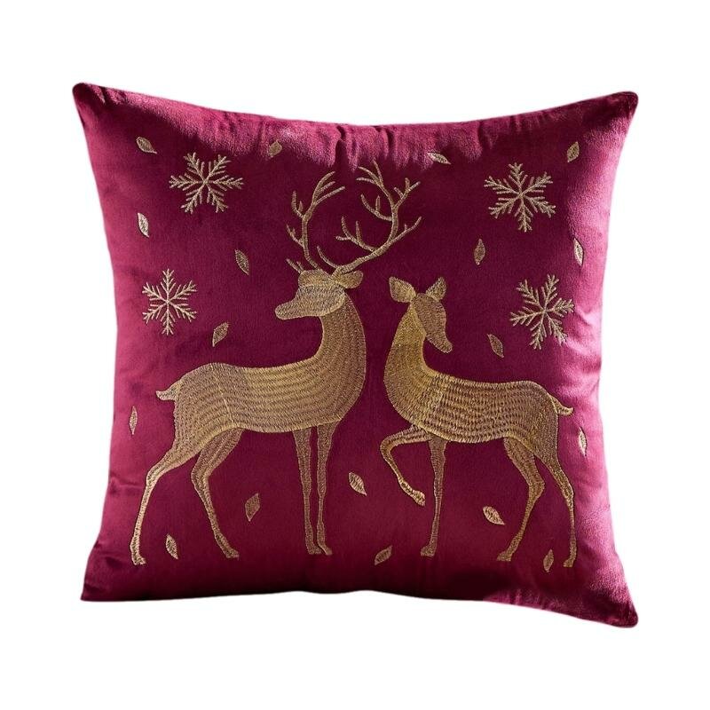 Праздничный вышитый плед для подушки на Рождество, 8