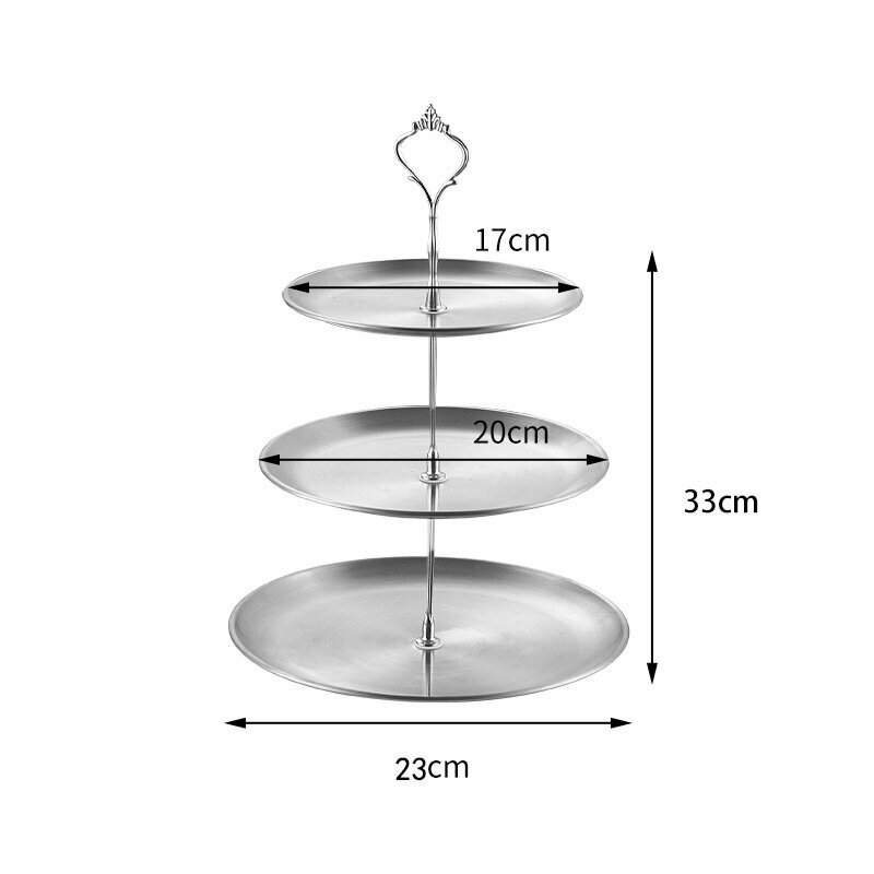 Трехъярусная тарелка для фруктов из нержавеющей стали, поднос для десертов, легкая роскошь, тарелка для закусок и сухофруктов, свадебная подставка