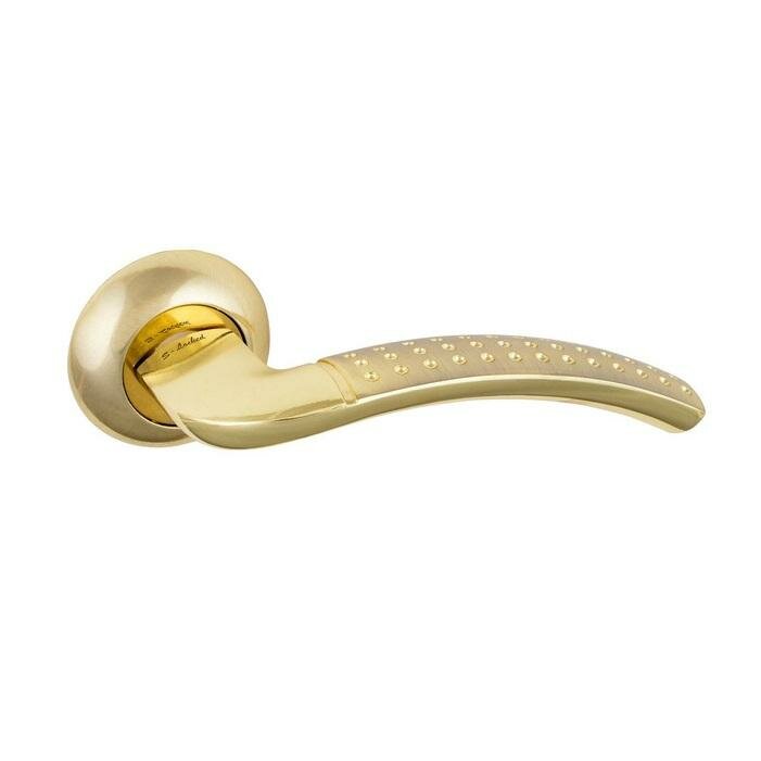 Ручки дверные для метал дверей 226 золото SB/PB (квадрат 150ММ) S-Locked