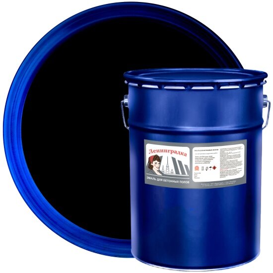 Износостойкая краска для бетонных полов Ленинградка АК-114, 20 кг, черный