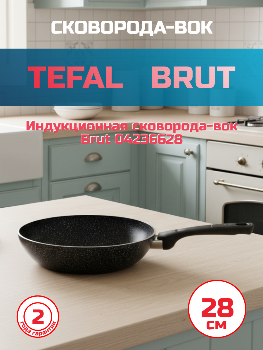 Сковорода-WOK Tefal Brut 04236628 28см
