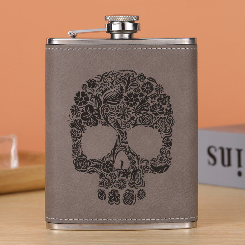 Кросс-бордерная русская фляга из нержавеющей стали 304 объемом 8 унций, портативная бутылка для вина с чехлом из PU кожи и лазерной печатью логотипа