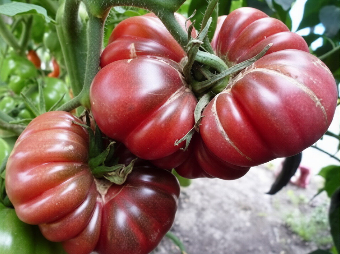 Ребристый черный Тима семена томата, 10-15 семян + подарок, сладкий, урожайный сорт