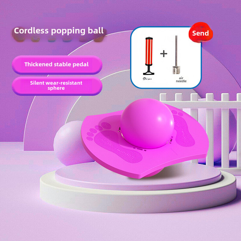 Мяч для прыжков для детей Прыгучий мяч Утолщенный взрывобезопасный мяч для баланса Тренировочный мяч для прыжков Помощь в стоянии Длинный и высокий фитнес-инструмент (Розовый базовый вариант без ручки) Максимальная нагрузка 240 кг