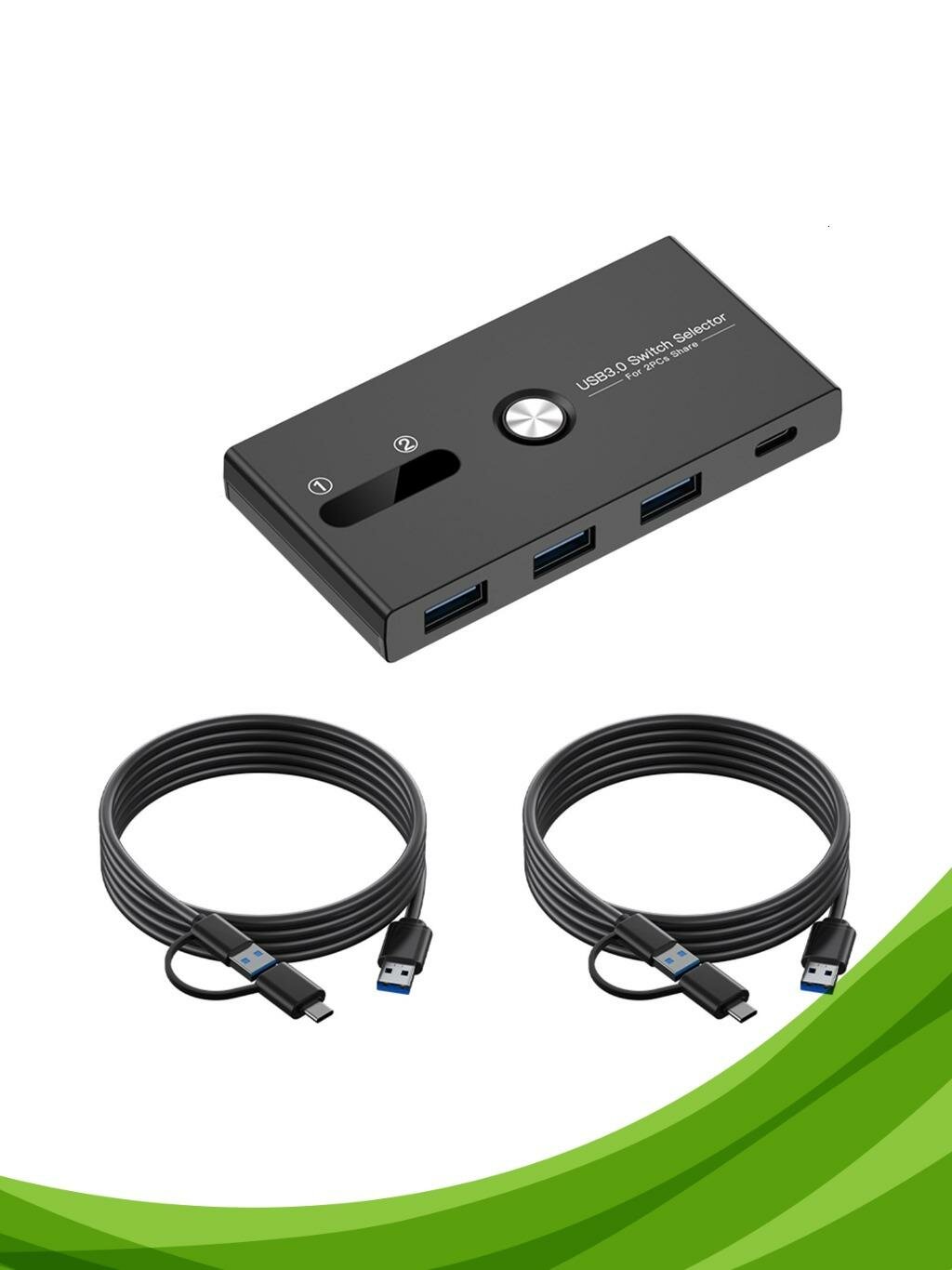 USB 3.0 KVM-переключатель Type C, 2 входа, 4 выхода