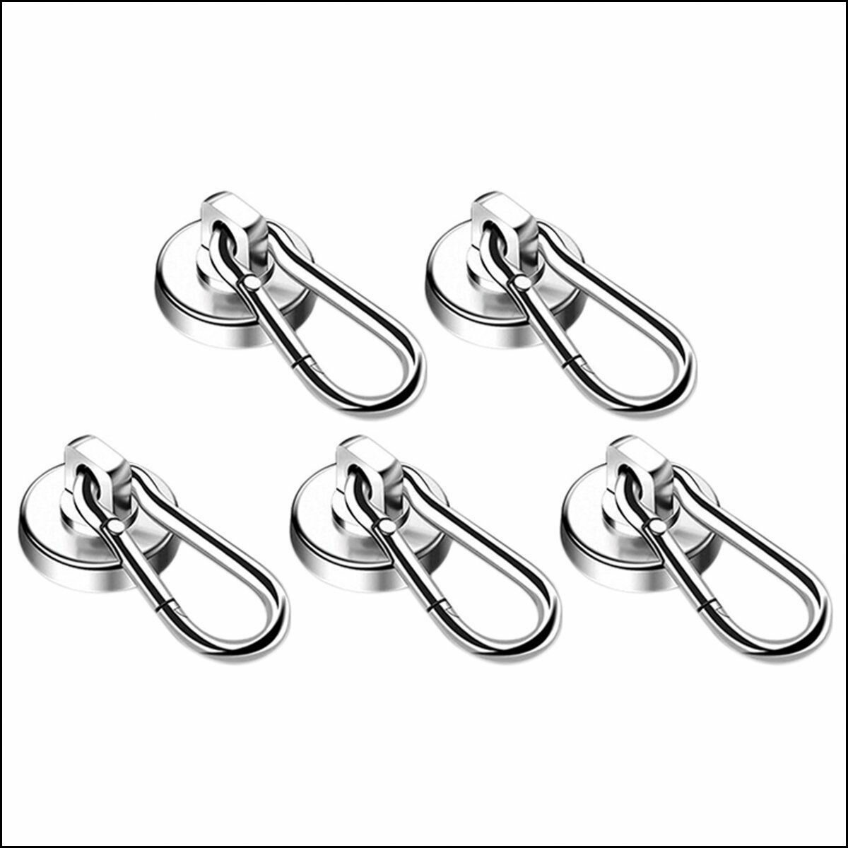 Новые магнитные крючки D25 мм с поворотным карабином, сверхпрочные магнитные защелки для подвешивания на кухне и холодильнике, 5 шт.