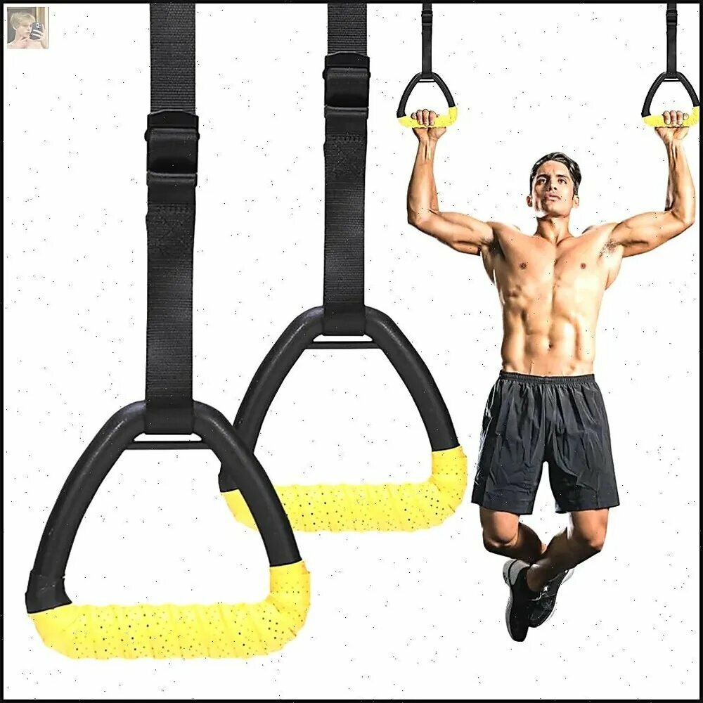 Подвесные кольца‑ручки для подтягиваний, регулируемые ремни 2 м, антискользящие захваты, домашний и уличный турник