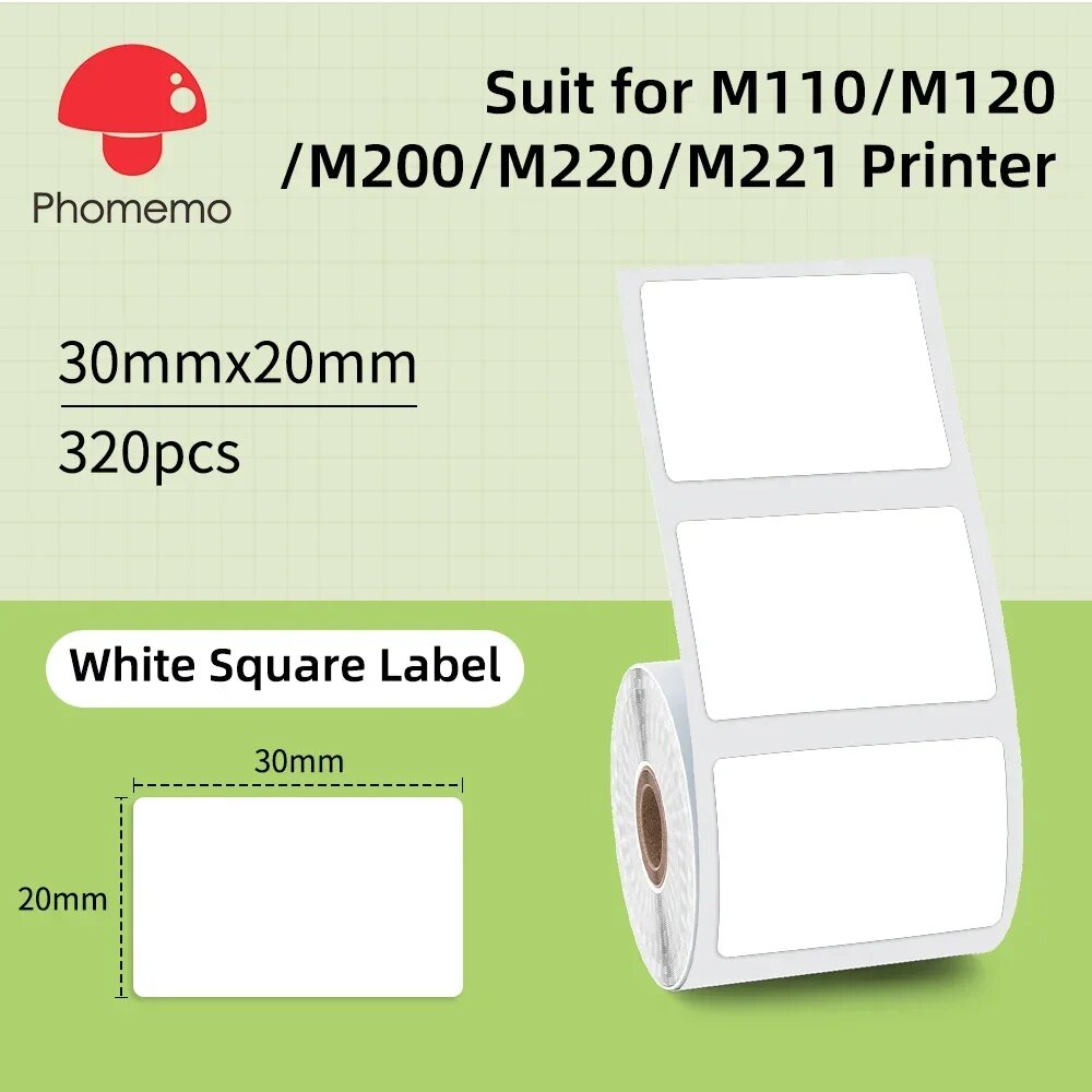 Этикетки Phomemo 30x20 мм, 320 шт, Белый, XP3020-320