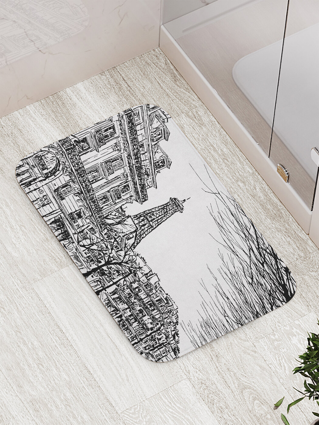 Коврик для ванной комнаты, туалета "Французское утро" противоскользящий, 52х77 см, JoyArty