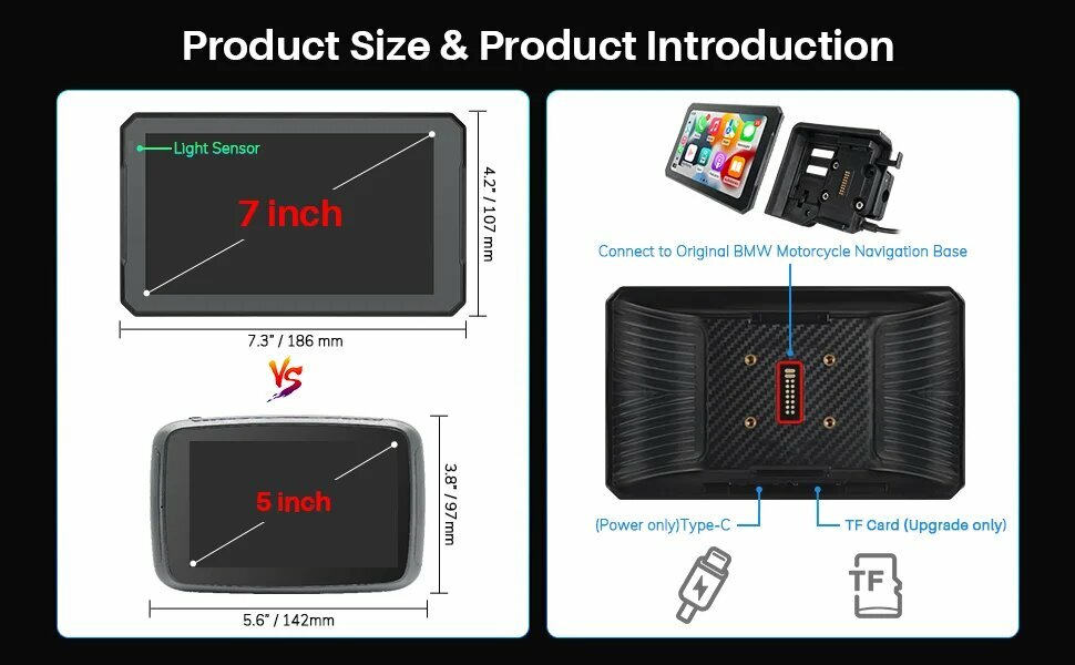 Carplay для bmw XR M1000 R1200GS R1250GS S1000XR R1300GS 7-дюймовый портативный мотоциклетный навигатор CarPlay Android Auto Navigator