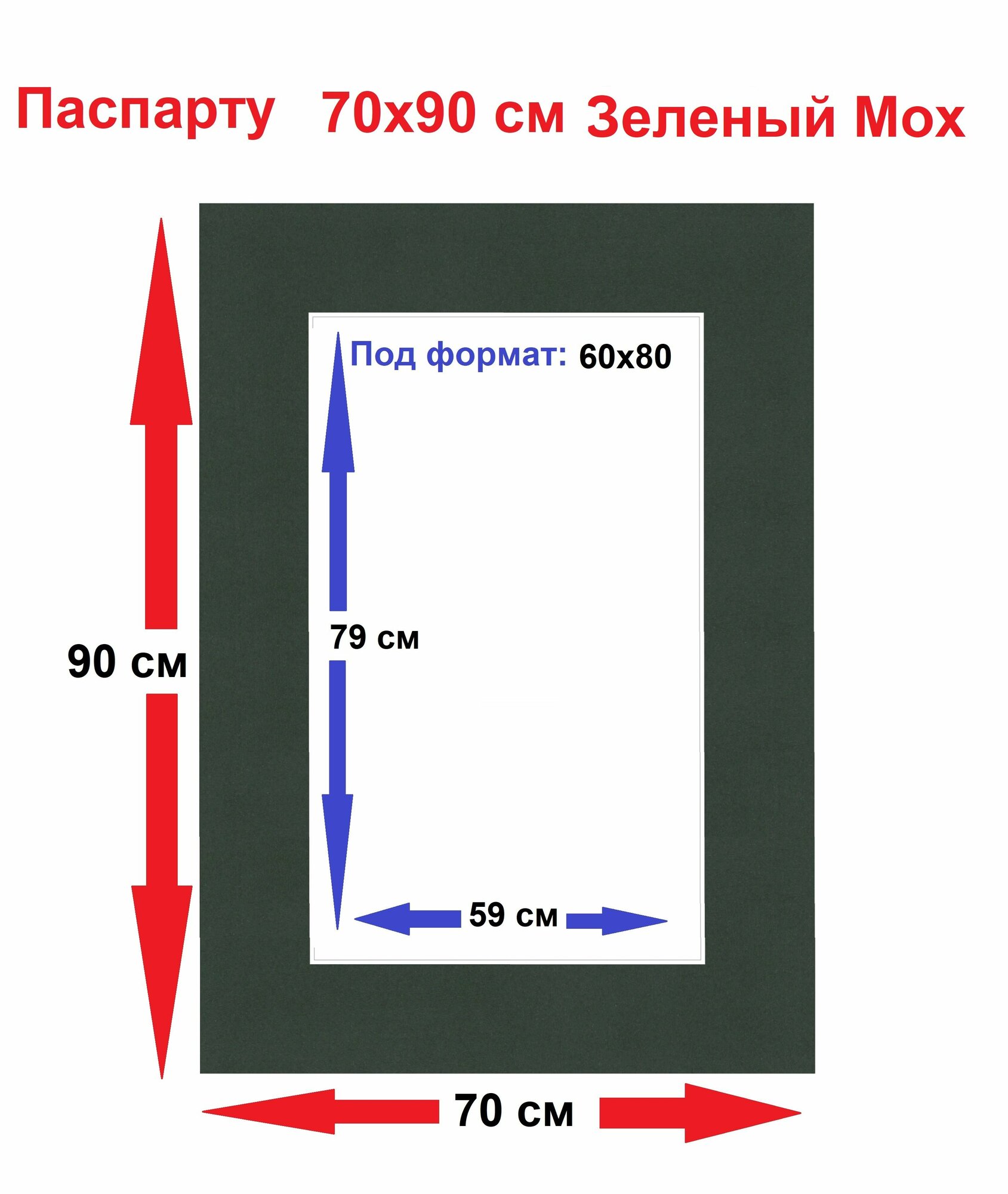 Паспарту зеленый 70*90/60*80 см