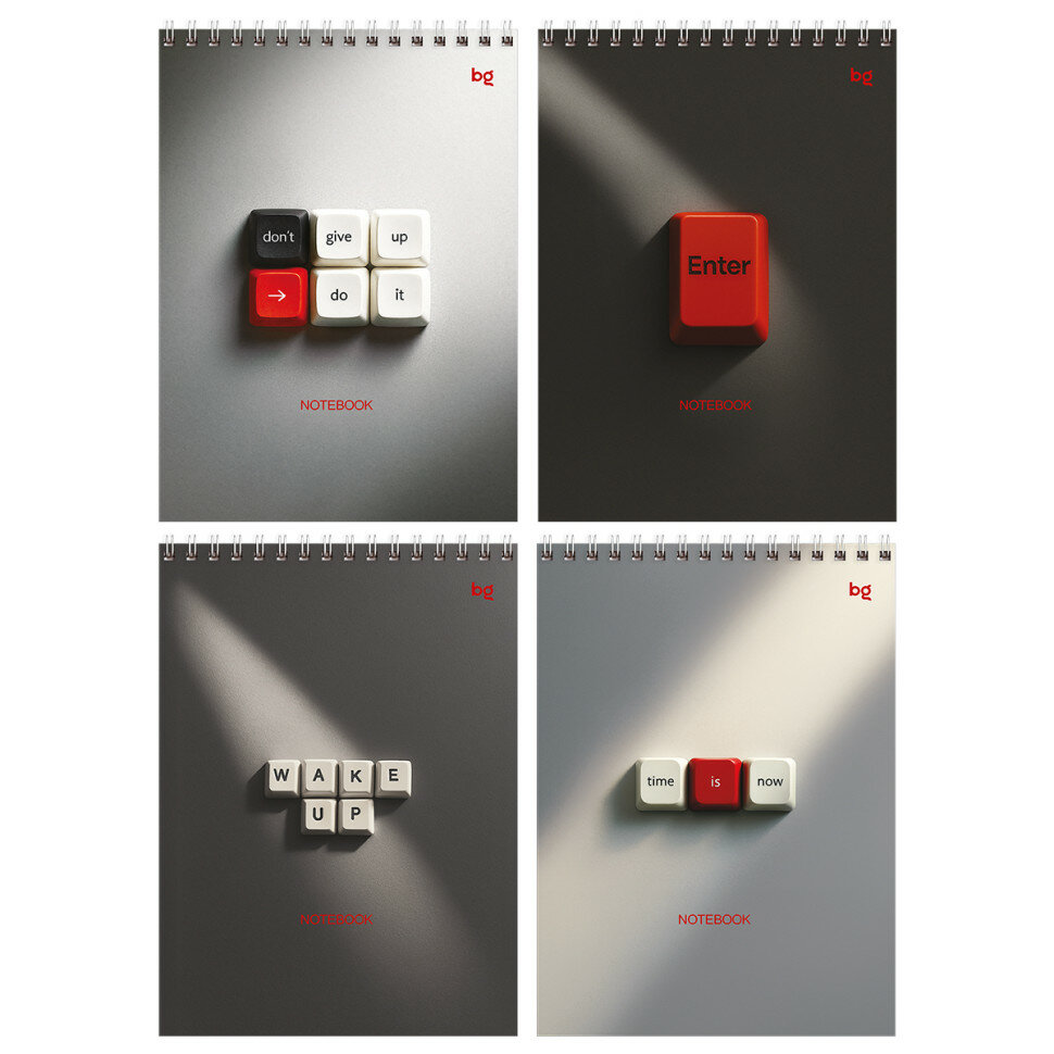 Блокнот А5 60л. на гребне BG "Push the button", твердая подложка, 12 штук, 385098