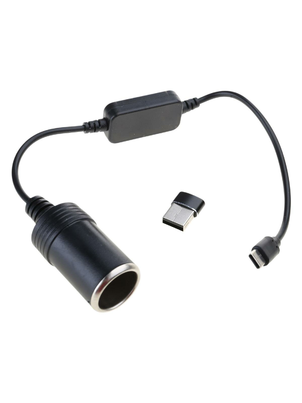 Портативный преобразователь USB C в розетку автомобильного прикуривателя 5 В к адаптеру 12V