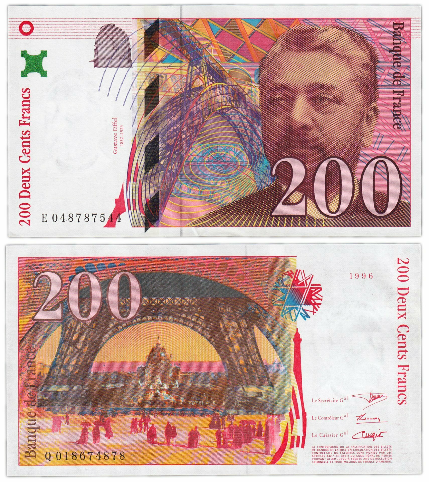 Франция 200 франков 1996 Gustave Eiffel, Гюстав Эйфель, Эйфелева башня Pick 159