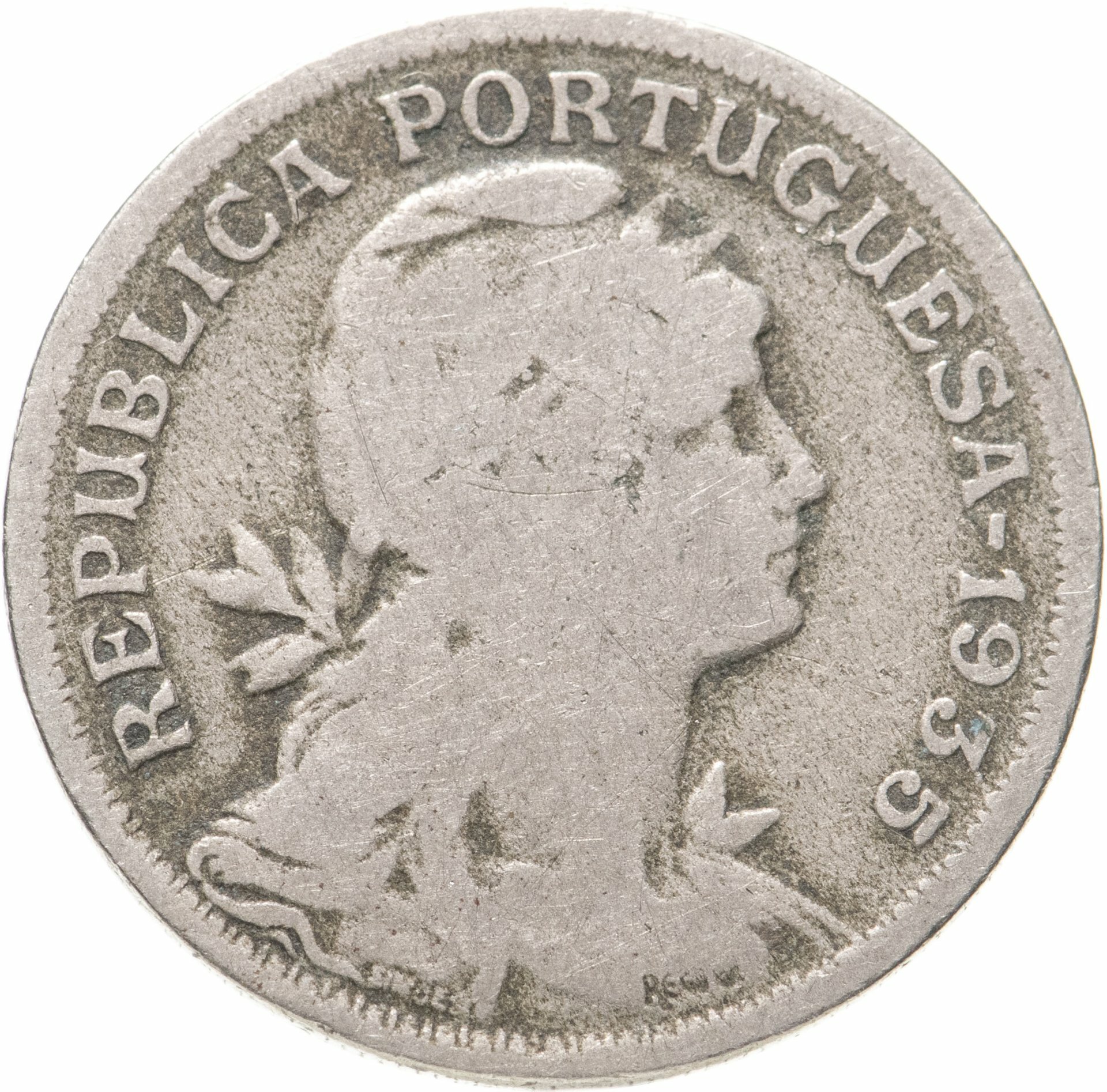Португалия 50 сентаво centavos 1935, Мельхиор медь-никель, в сохранности F