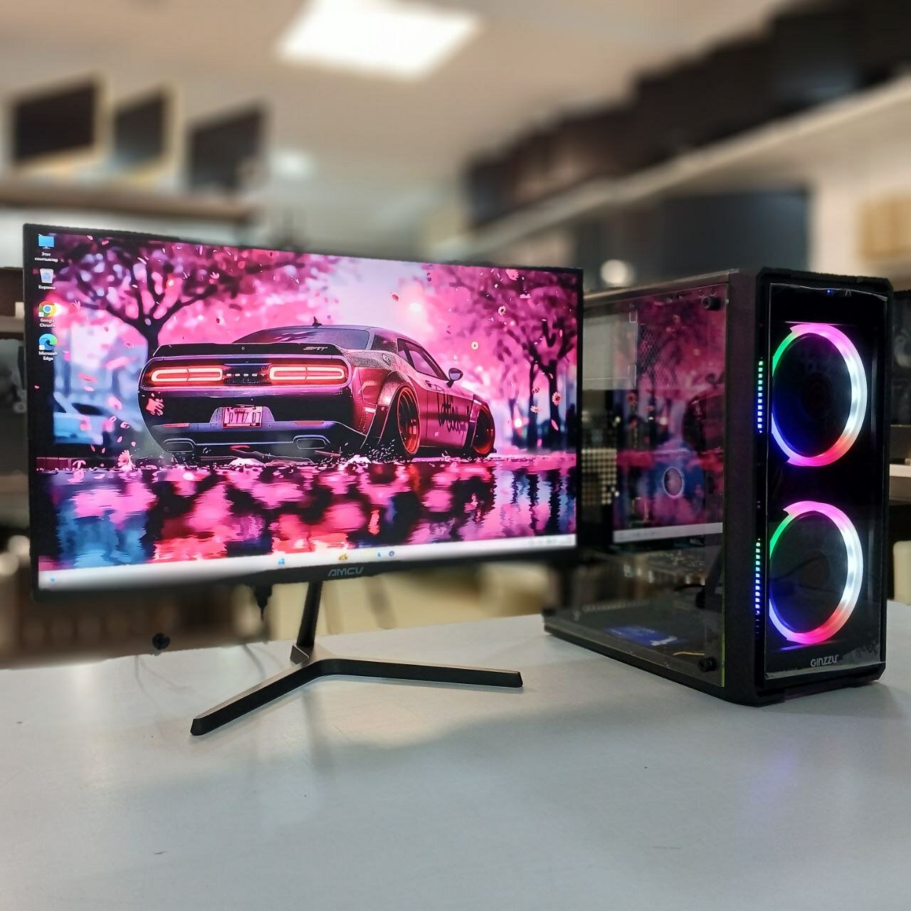 Игровой ПК Intel Core i3, 8GB, RX 550, SSD 128GB, 22" FullHD монитор, клавиатура и мышь, Wi-Fi