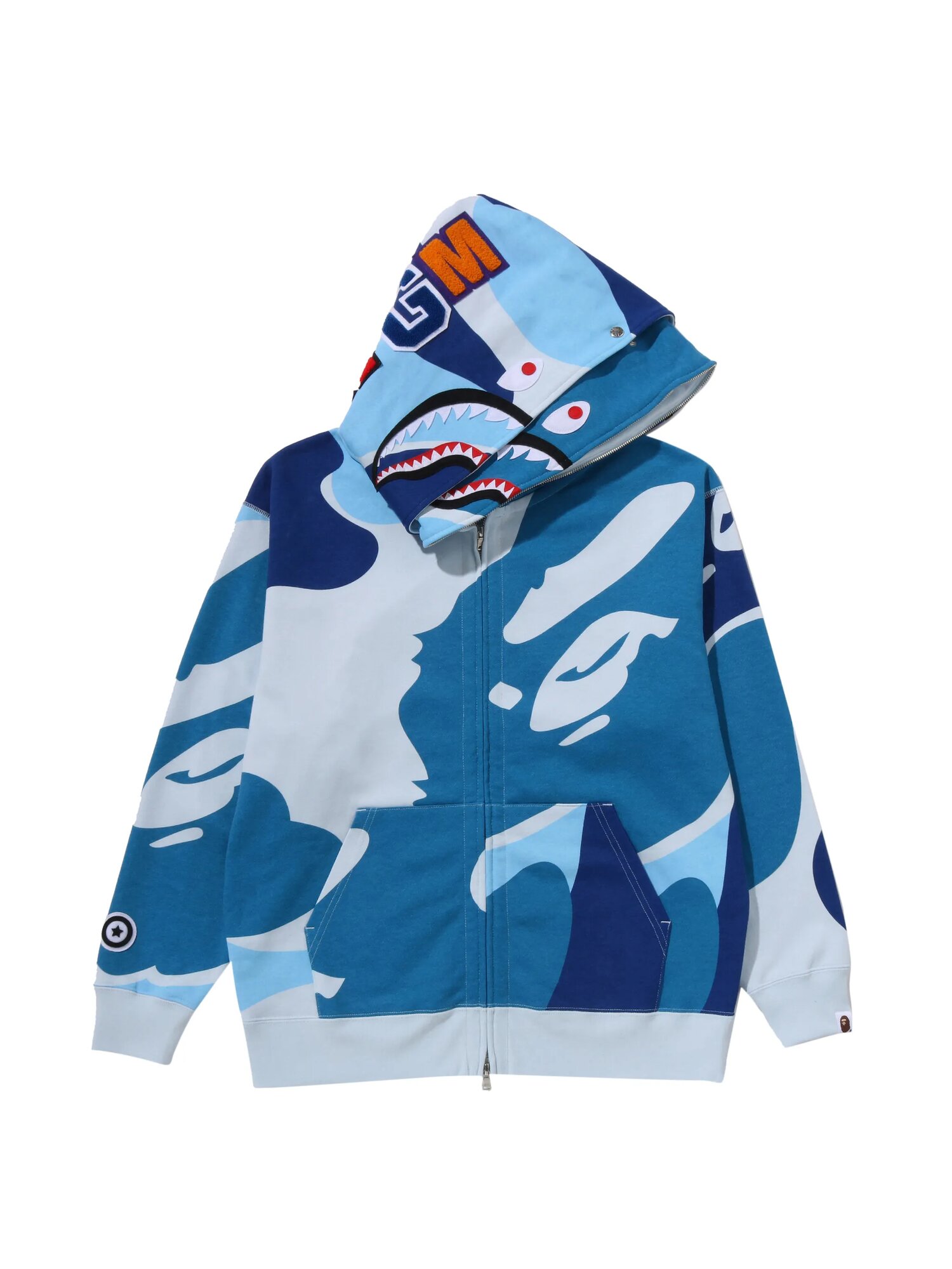 Худи A BATHING APE Mega ABC Camo Double Shark, размер 50, , blue — фото 1